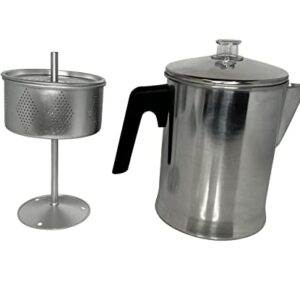 Mirro 9 cup Aluminum Coffee Percolator for indoor and outdoor, Camping Use, Silver (MIR-50021)