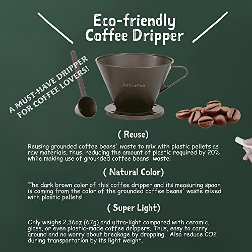 Terra Distribution Pour Over Coffee Dripper [ Designed in Japan ] Eco-friendly Coffee Dripper Reusing Coffee Beans' Waste as Raw Material (Coffee Maker)