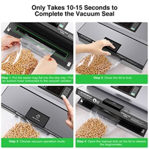 Ecojoy 12" Commercial Vacuum Sealer V9200, 90kPa Continuously Uses 500+ Seals without Stoping, 7 Modes Double Pump Stainless Steel Sealer Machine for Food Storage and Sous Vide