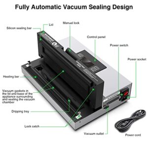 Ecojoy 12" Commercial Vacuum Sealer V9200, 90kPa Continuously Uses 500+ Seals without Stoping, 7 Modes Double Pump Stainless Steel Sealer Machine for Food Storage and Sous Vide