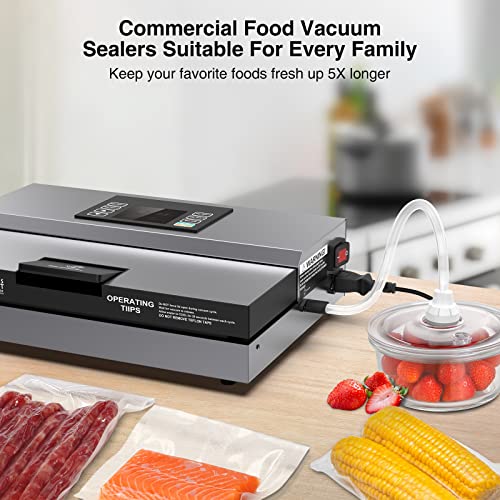 Ecojoy 12" Commercial Vacuum Sealer V9200, 90kPa Continuously Uses 500+ Seals without Stoping, 7 Modes Double Pump Stainless Steel Sealer Machine for Food Storage and Sous Vide