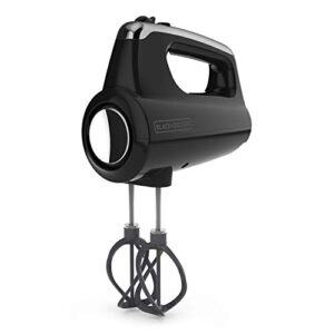 black+decker mx600b helix performance premium 5-speed hand mixer, 5 attachments + case, black