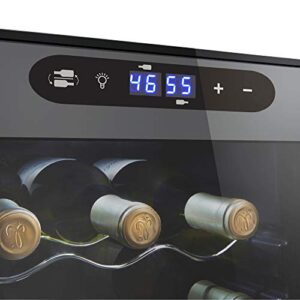 Wine Enthusiast 18 Bottle Dual Zone MAX Compressor Wine Cooler - Freestanding Refrigerator with Digital Touchscreen and LED Temperature Display