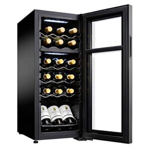 Wine Enthusiast 18 Bottle Dual Zone MAX Compressor Wine Cooler - Freestanding Refrigerator with Digital Touchscreen and LED Temperature Display