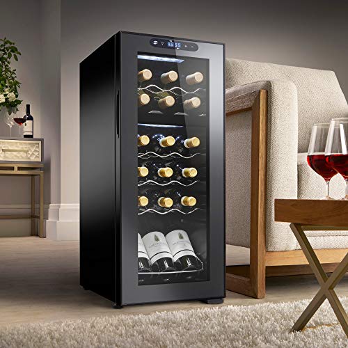 Wine Enthusiast 18 Bottle Dual Zone MAX Compressor Wine Cooler - Freestanding Refrigerator with Digital Touchscreen and LED Temperature Display