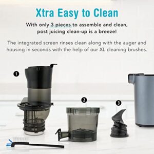 Shine SJX-1 Easy Cold Press Juicer with XL Feed Chute and Compact Body, Gray