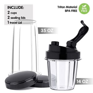 Hilax Blenders, 1200W Bullet Personal Blenders for Shakes and Smoothies, Nutri Countertop High Speed Blender and Small Coffee Grinder, 35oz and 14oz Portable Travel Bottles and Lids, BPA Free (champagne)