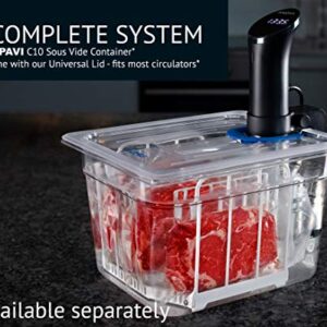 LIPAVI N10X Sous Vide Rack with Anti Float - fits LIPAVI C10 and other 12qt containers - Adjustable, Collapsible, Ensures Even Warming - White Polycarbonate, Stainless steel weights