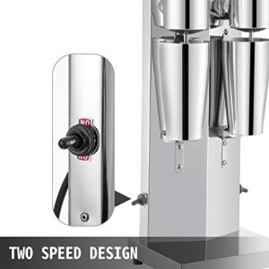 VEVOR Milkshake Maker Double Head Stainless Steel Electric Milkshake Maker 180W Milkshake Machine Classic Milkshake Maker with 800ml Cup, Silver Milkshake Maker Machine, 2 Speed Adjustable