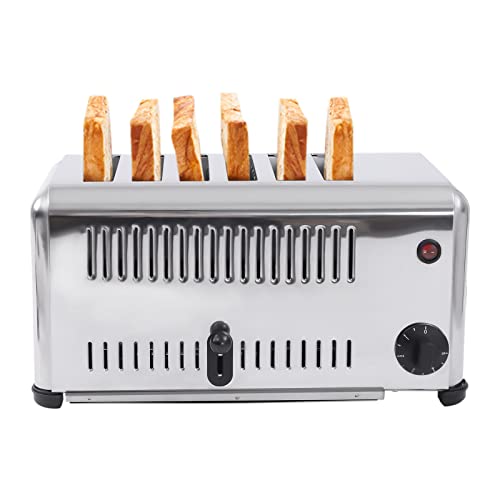 Commercial Toaster, 6 Slices Commercial Pop-Up Electric Toaster Stainless Steel Toaster Restaurant (6Slice Popup)