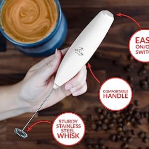 Zulay Executive Series Ultra Premium Gift Milk Frother For Coffee - Coffee Frother Handheld Foam Maker For Lattes - Electric Milk Frother Handheld For Coffee, No Stand (Deluxe White)