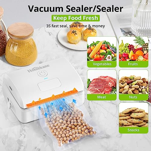 Mini Vacuum Sealer Machine HOMEKANE, Rechargeable Portable Food Vacuum Sealer with Cutter,Bag Sealer Quick Heat Vacuum Sealer Machine, Food Sealer for Snack Plastic Bags Food Storage