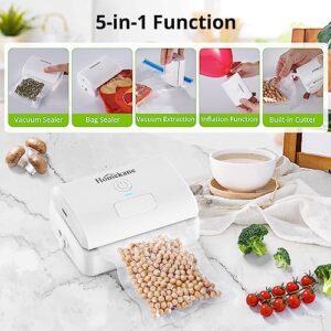 Mini Vacuum Sealer Machine HOMEKANE, Rechargeable Portable Food Vacuum Sealer with Cutter,Bag Sealer Quick Heat Vacuum Sealer Machine, Food Sealer for Snack Plastic Bags Food Storage