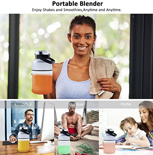 Portable Blender with Handle,32 Oz Portable Blender for Shakes and Smoothies,270 Watt Personal Blender with Rechargeable USB，10 Blades, Tritan BPA-free cup, Smoothie Blender for Home,Travel, Sports (Black)