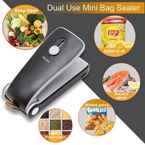 Mini Bag Sealer, HSLGOVE 2-in-1 Bag Sealer and Cutter Rechargeable & Portable Mini Vacuum Sealer with Soft Magnetic & Lanyard Bag Resealer for Food Storage Keep Your Snacks Fresh Kitchen Gadgets