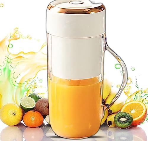 Gritin mini blender,Portable Blender, Juicer with 10-Second Ice-Crushing Power, 12 Blades, Blender for Shakes and Smoothies,22 oz Easy-to-Clean Personal Blender with Charger, Straw, Golden Yellow