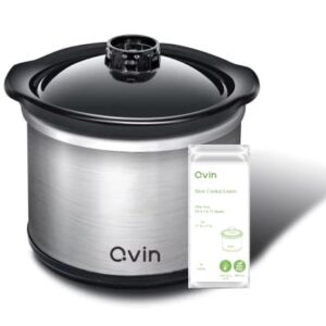 Qvin 0.65 qt mini slow cooker warmer with 10pcs slow cooker lines for 0.5Qt-0.75qt pots