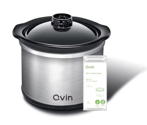 Qvin 0.65 qt mini slow cooker warmer with 10pcs slow cooker lines for 0.5Qt-0.75qt pots