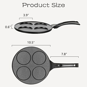 KRETAELY Pancake Pan 4 Cups Pancake Maker Nonstick Pancake Griddle With 100% PFOA Free Coating 10.5 inch Grill Pan