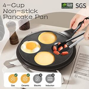 KRETAELY Pancake Pan 4 Cups Pancake Maker Nonstick Pancake Griddle With 100% PFOA Free Coating 10.5 inch Grill Pan