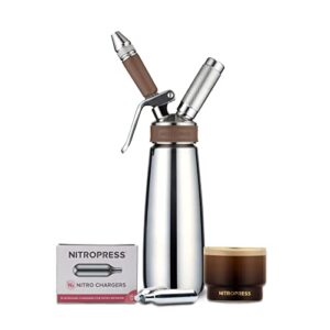 hatfields london nitropress nitro cold brew maker and dispenser, nitrogen infuser, cold brew kit with 10 nitrogen cartridges