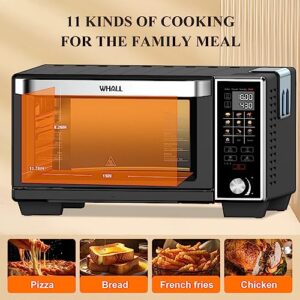 WHALL Toaster Oven Air Fryer, Max XL Large 30-Quart Smart Oven,11-in-1 Toaster Oven Countertop with Steam Function,12-inch Pizza,6 slices of Toast, 4 Accessories Included, Stainless Steel /1700W/BLACK