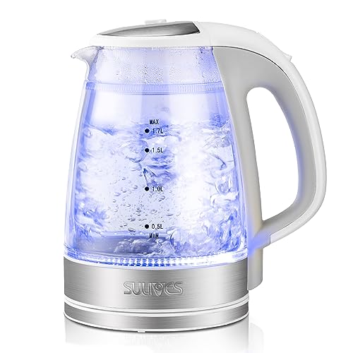 SULIVES Electric Kettle, 1.7L Double Wall Water Boiler, 1200W Hot Water Kettle with Auto Shut-Off and Boil-Dry Protection