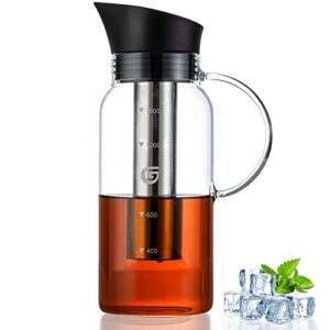 paracity cold brew coffee maker with automatic opening and closing lid, airtight iced coffee maker and tea brewer with fine removable steel infuser and scale, cold brew maker/pitcher(1.6l/ 54 oz)