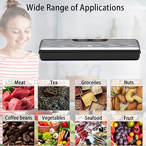 Fully Automatic Food Sealer Dry/Wet Silver Vacuum Sealer with 10 Vacuum Seal Bags and 1 Suction Hose (vacuum sealer)