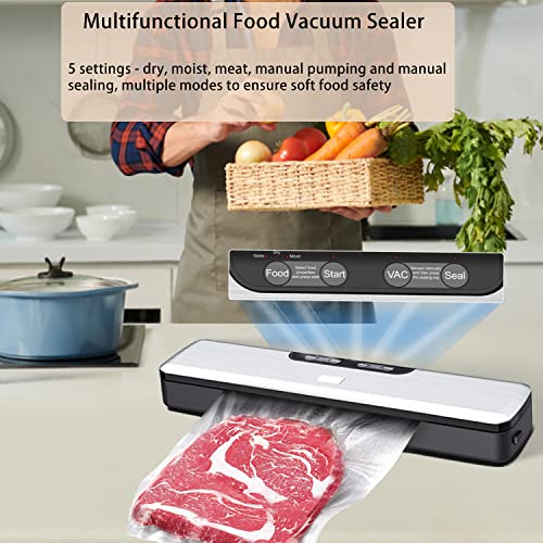 Fully Automatic Food Sealer Dry/Wet Silver Vacuum Sealer with 10 Vacuum Seal Bags and 1 Suction Hose (vacuum sealer)