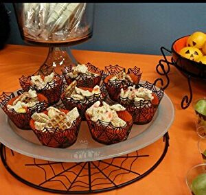 Fashionclubs Halloween Party Spiderweb Laser Cut Paper Cupcake Wrappers Wraps Liners Pack of 24,Black