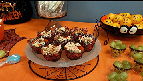 Fashionclubs Halloween Party Spiderweb Laser Cut Paper Cupcake Wrappers Wraps Liners Pack of 24,Black