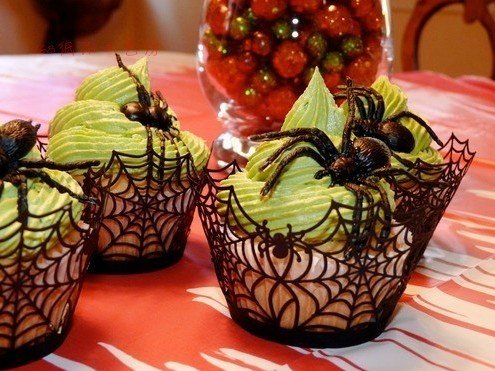 Fashionclubs Halloween Party Spiderweb Laser Cut Paper Cupcake Wrappers Wraps Liners Pack of 24,Black