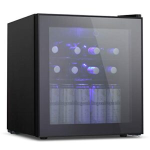 antarctic star 1.6cu.ft wine cooler/cabinet beverage refigerator small wine cellar soda beer counter top bar fridge quiet operation compressor freestanding door black glass