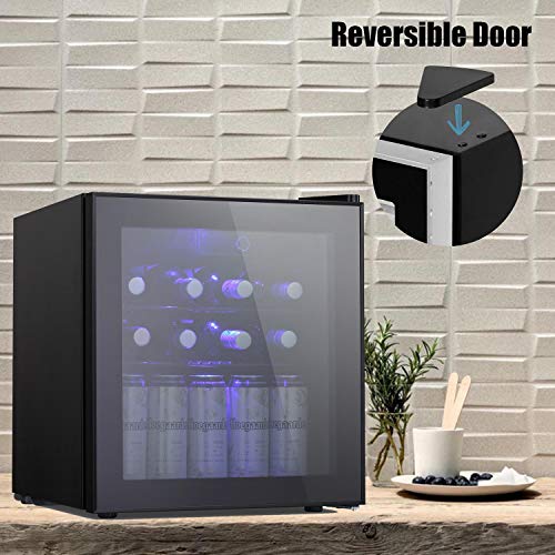 Antarctic Star 1.6cu.ft Wine Cooler/Cabinet Beverage Refigerator Small Wine Cellar Soda Beer Counter Top Bar Fridge Quiet Operation Compressor Freestanding Door Black Glass