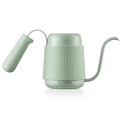 BUYDEEM CD2006B Portable Pour Over Gooseneck Coffee Kettle and Maker, Durable Pro 18/8 Pro Stainless Steel with Silicone Protection for Better Coffee Brewing, 330ml (Cozy Greenish)