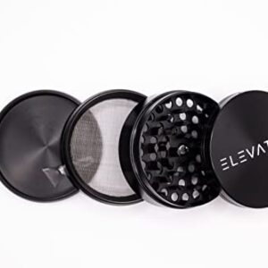 Elevation Medium 2.5" 4-piece Kitchen Spice & Herb Grinder/Mill - Black