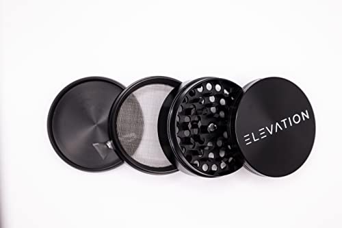 Elevation Medium 2.5" 4-piece Kitchen Spice & Herb Grinder/Mill - Black