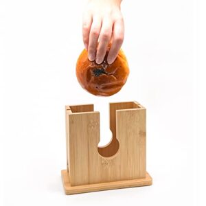 Bagel Slicer, Bagel Cutter, Bagel Slicer Holder, Bamboo Bagel Slicer for Small and Large Bagels,Bagel Slicer with Anti-Slip Silicone and super stable Base,Wooden Bagel Slicer/cutter