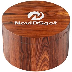 novidsgot spice grinder 3.0 inch, large 3'' grinder, wooden brown