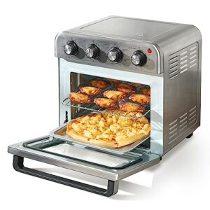 vevor 7-in-1 air fryer toaster oven, 18l convection oven, 1700w stainless steel toaster ovens countertop combo with grill, pizza pan, gloves, 6 slices toast, 12-inch pizza, home and commercial use