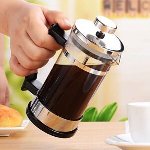 DITOSH French Press Coffee Maker Espresso and Tea Maker with Triple Filters Plunger and Heat Resistant Borosilicate Glass Coffee Press Pot for Camping Travel Gifts 304 Stainless Steel Lid-21oz/600ml