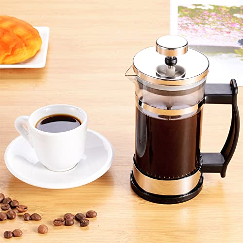 DITOSH French Press Coffee Maker Espresso and Tea Maker with Triple Filters Plunger and Heat Resistant Borosilicate Glass Coffee Press Pot for Camping Travel Gifts 304 Stainless Steel Lid-21oz/600ml