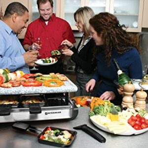 Swissmar KF-77081 Stelvio 8-Person Raclette Party Grill with Granite Stone Grill Top, Brushed Stainless Steel