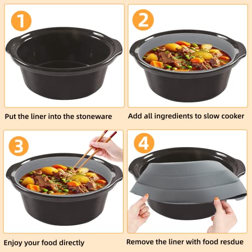 7QT Slow Cooker Liner for Crock Pot 7 Quarts Oval Slow Cooker, Silicone Slow Cooker Pot Liners Divider,Foldable Silicone Oval Slow Cooker Liners