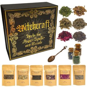 witchcraft supplies and herbs for spells 25 premium fine dried botanicals (large size) and 3 crystal stones for wicca and pagan rituals, alter supplies, magic spells green witchtok by fidelis