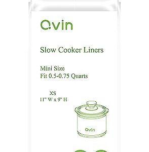 Qvin Slow Cooker Liners, Disposal Plastic Bags, Compatible with 16 0z Mini Crockpot, Qvin 0.65Qt Slow Cooker, 20 OZ Crock-pot Luch Box Food Warmer, Betty 0.7Qt Crocker,Fit 0.5 to 0.75Quart, 1 Pack (10 Liners)