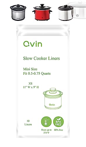 Qvin Slow Cooker Liners, Disposal Plastic Bags, Compatible with 16 0z Mini Crockpot, Qvin 0.65Qt Slow Cooker, 20 OZ Crock-pot Luch Box Food Warmer, Betty 0.7Qt Crocker,Fit 0.5 to 0.75Quart, 1 Pack (10 Liners)