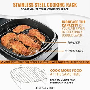 Air Fryer Accessories Compatible with Gowise, Chefman, Cozyna, Insignia, Kalorik, Gourmia, Nuwave®, Paula Deen + More, Air Fryer Rack, Air Fryer Cheat Sheet Guide, Air Fryer Liners and Cleaner Brush