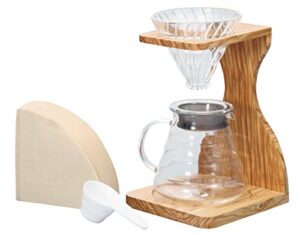 hario v60 olive wood pour over stand set